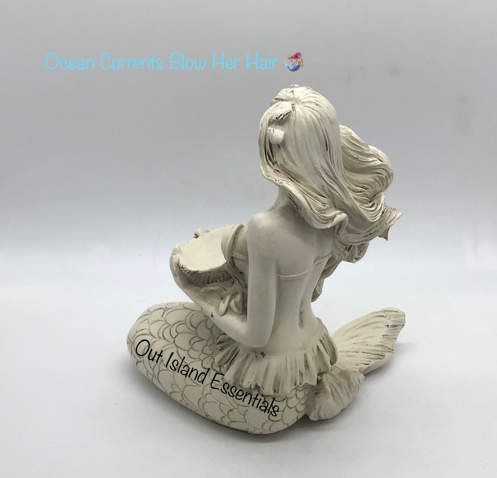 Mermaid Holding Clam Statue | Mermaid Decoration | Daydreaming Mermaid ...