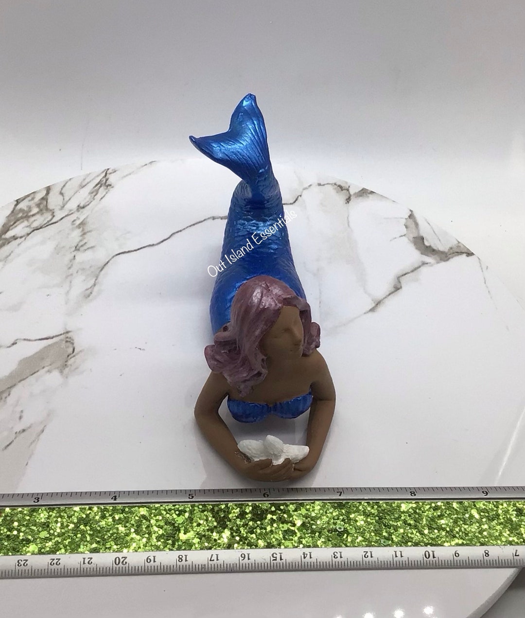 Side Laying Brown Mermaid Statue Black Mermaid Decoration - Etsy