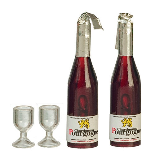 Miniature Wine And Glasses I Miniature Party To Go I Miniature Etsy