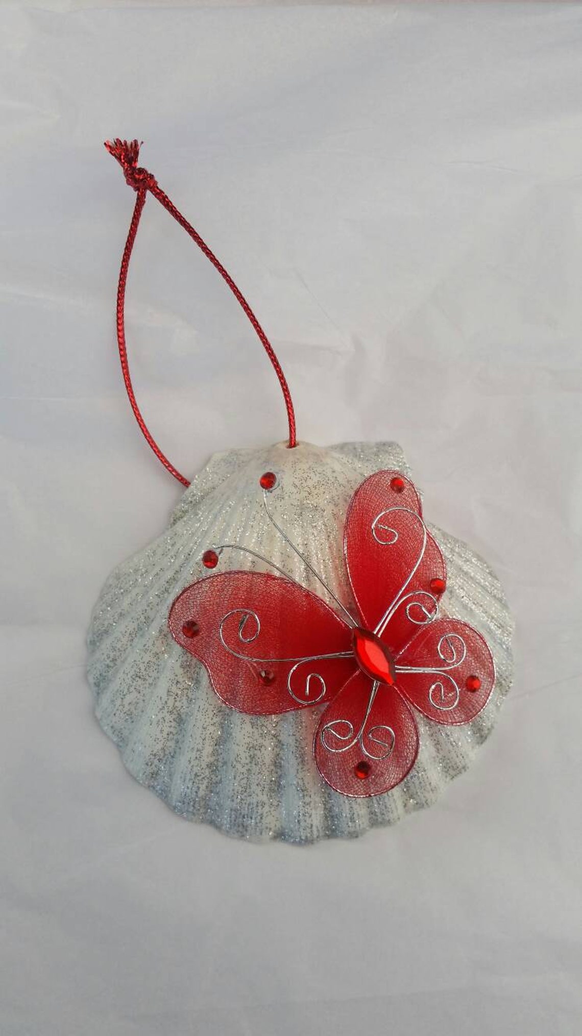 Baking Clam Seashell Ornament With Accent Ribbon Pine Cones | Etsy