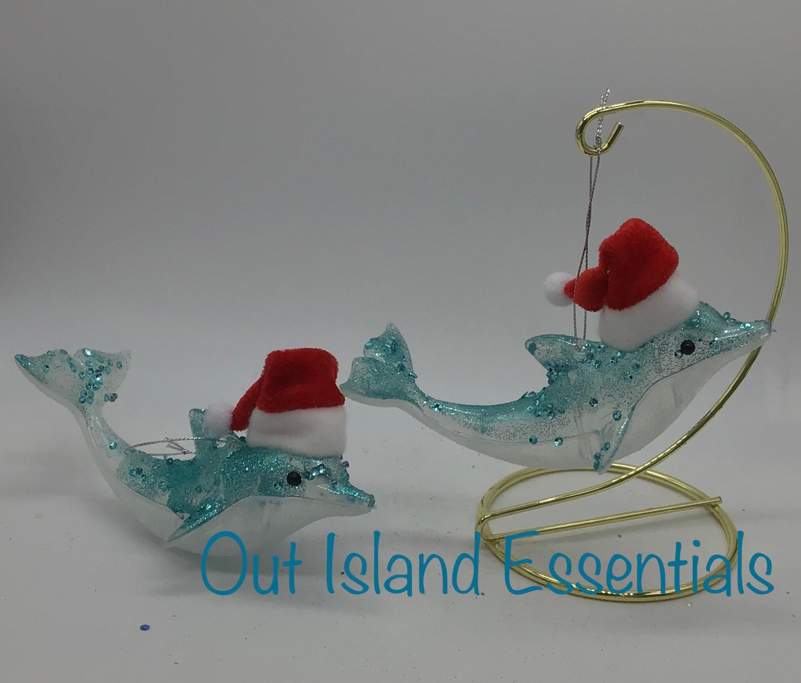 Dolphin Ornament I Blue Glitter Coastal Dolphin I Cute Dolphin ...