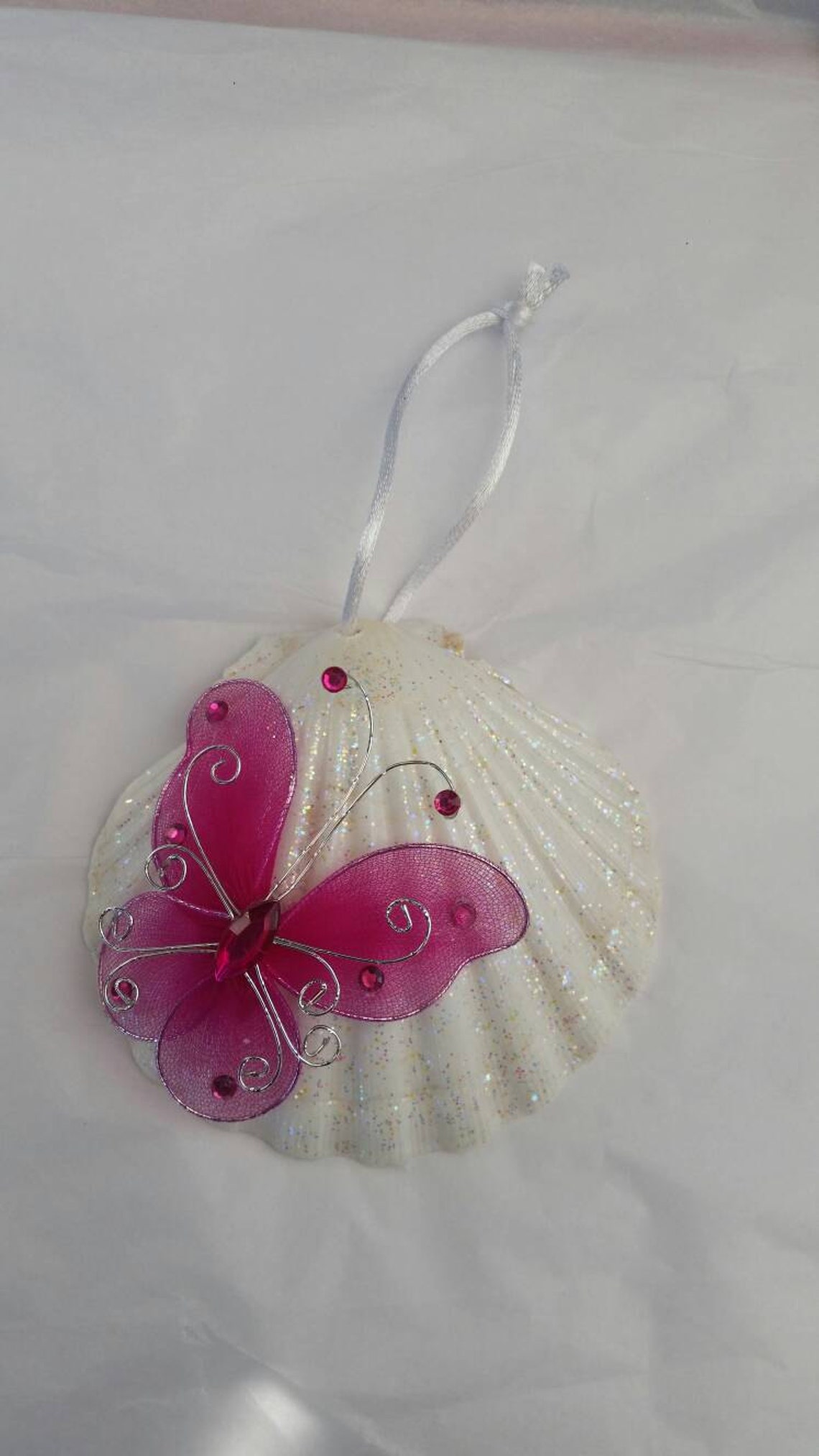 Baking Clam Seashell Ornament With Accent Ribbon Pine Cones | Etsy