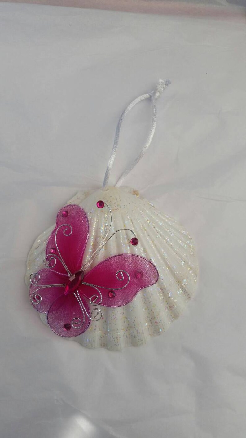 Baking Clam Seashell Ornament With Accent Ribbon Pine Cones | Etsy