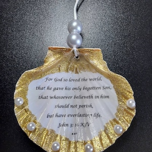 Seashell Christmas Ornament | Christian Religious Bible Verse Christmas ...