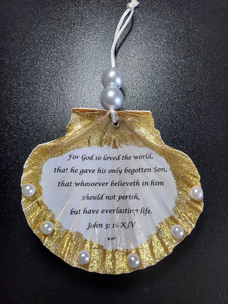 Seashell Christmas Ornament | Christian Religious Bible Verse Christmas ...