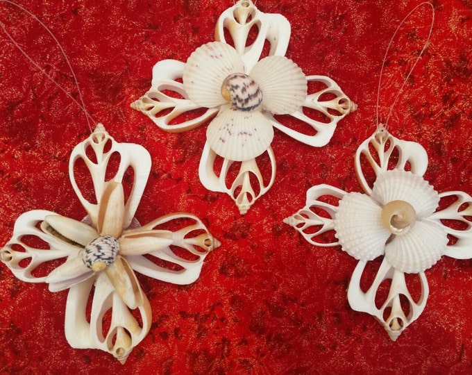 Coastal Cross I Seashell Cross Christmas Ornament I Costal Christmas ...