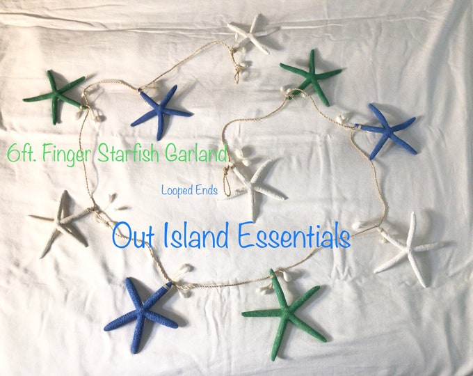 Seashell Garland I Painted Finger Starfish & Bubble Shell Garland I ...