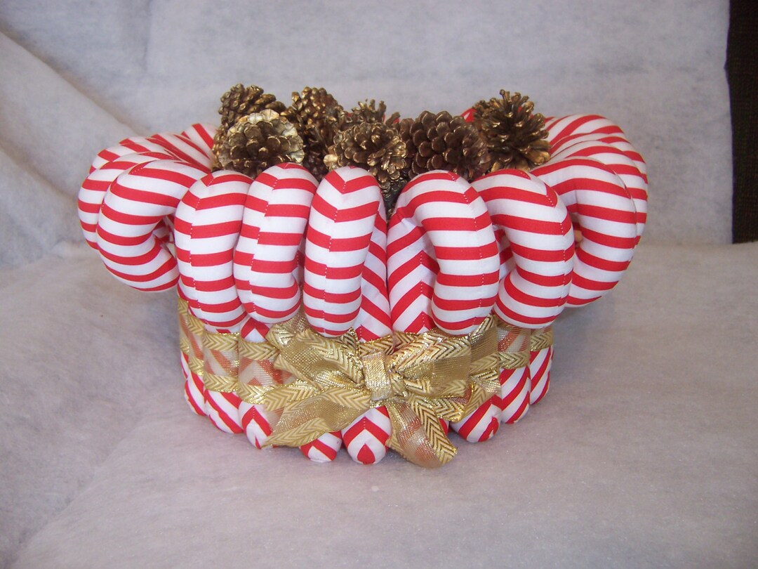 Candy Cane Christmas Basket, Candy Canes, Fabric Candy Canes, Candy ...