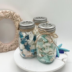 Scented Seashell and Sea Glass Jars | Handmade Shell Room Freshner ...