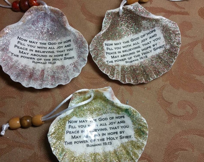 Seashell Christmas Ornament, Bible Verse Christmas, Bible Clam, Bible ...