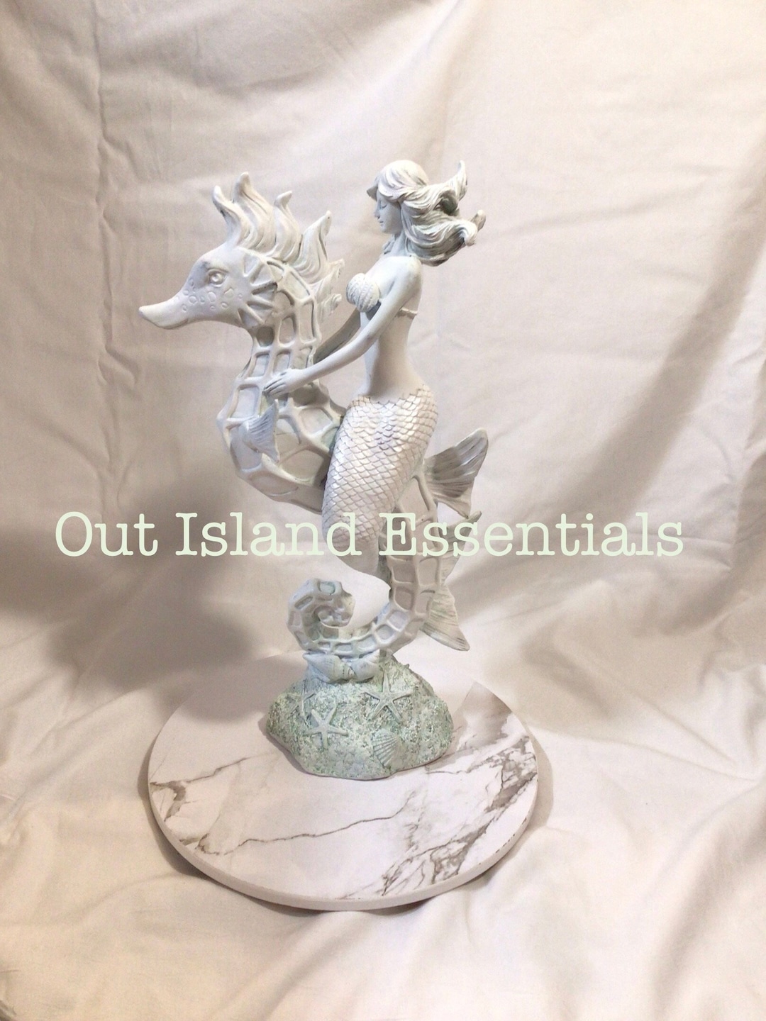 Ride Em Mermaid | Resin Mermaid Riding Seahorse Decor | Coastal Decor ...