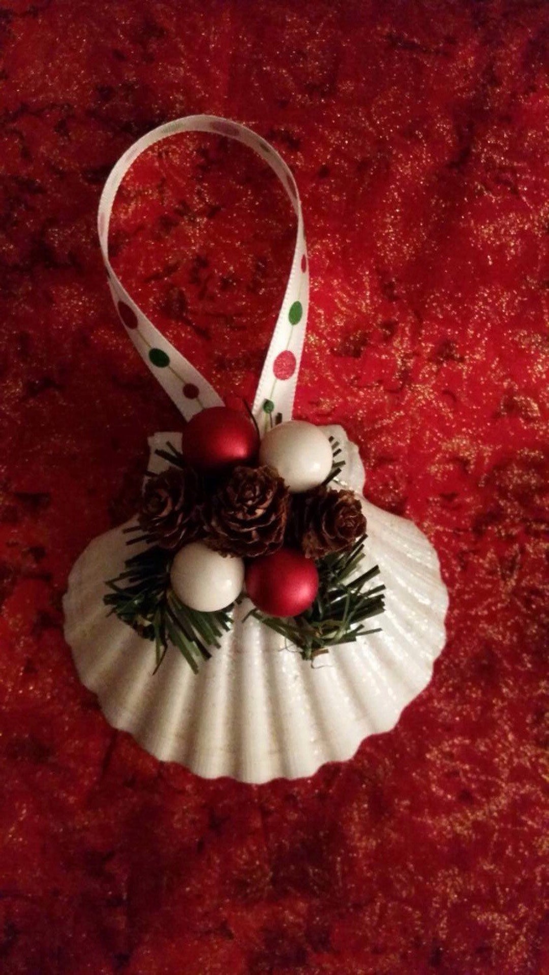 Handmade Clam Seashell Christmas Ornament With Pine Cones - Etsy