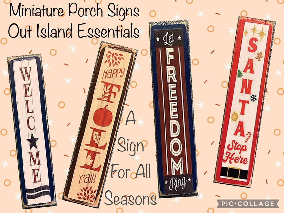 Dollhouse Miniature Porch Signs I Miniatures Porch Decor I Christmas ...