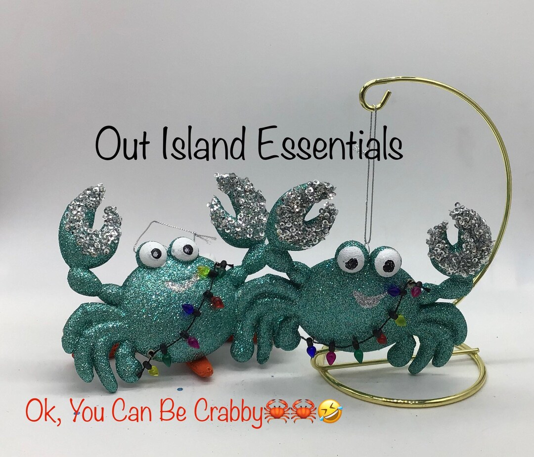 Crab Ornament I Blue Glitter Coastal Crab I Cute Crab Ornaments I ...
