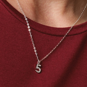 Numerology Pendants Number 5 Pendant Necklace in Gold or Silver on 14k ...