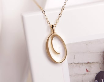 L Initial Necklace Cursive L initial gold | Etsy