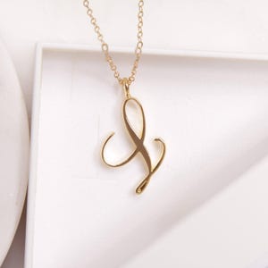 L Initial Necklace - Cursive "l" Initial Gold Pendant Necklace ...