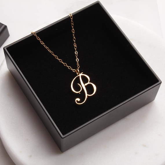 B Initial Necklace Timeless Cursive b Initial | Etsy