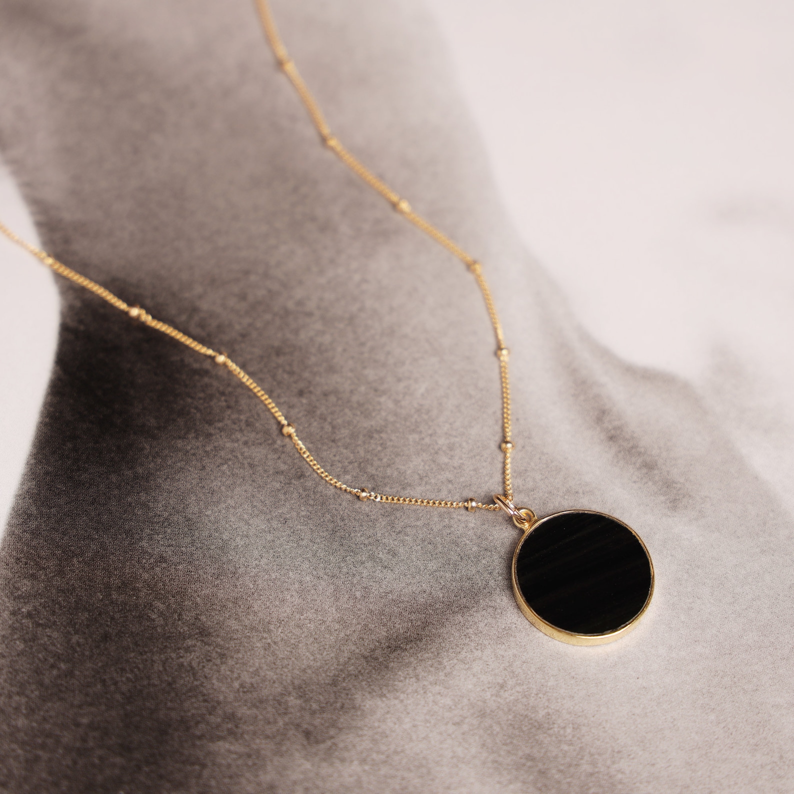 Black Obsidian Circle Pendant Necklace for Her Minimalist - Etsy