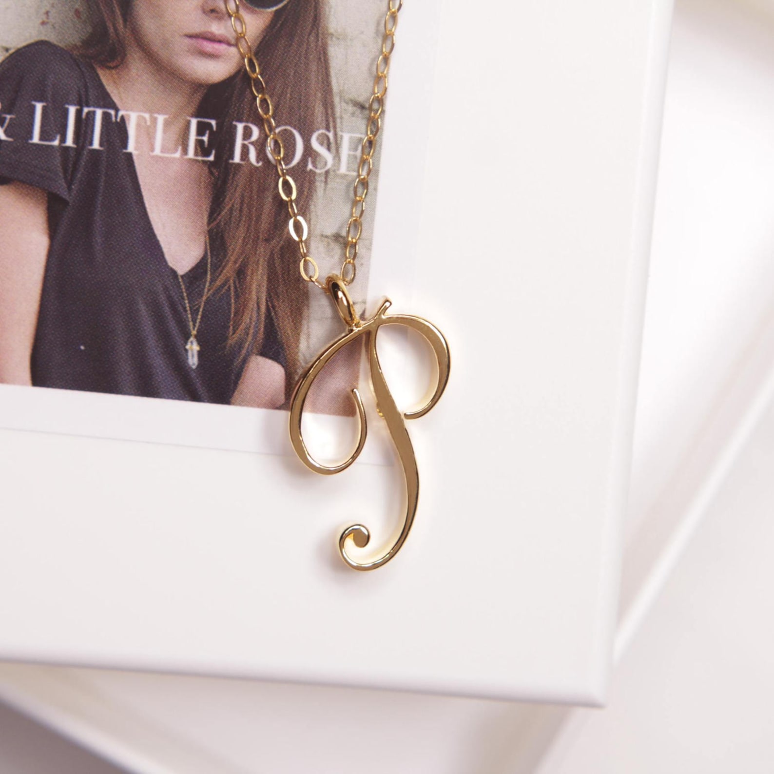 P Initial Necklace - Cursive "p" Initial - Gift Necklace for Mom, for ...