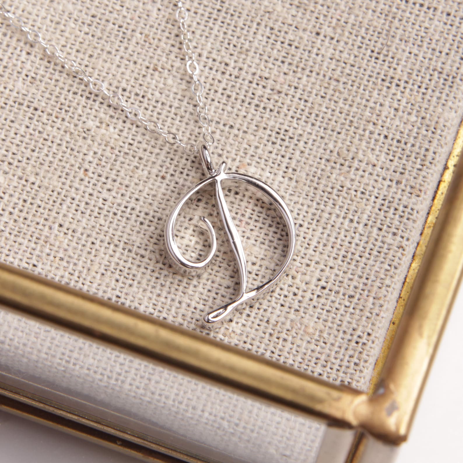 D Initial Pendant Necklace / Dainty Silver Necklace / Custom - Etsy