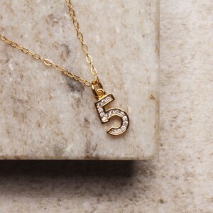 Numerology Pendants Number 5 Pendant Necklace in Gold or Silver on 14k ...