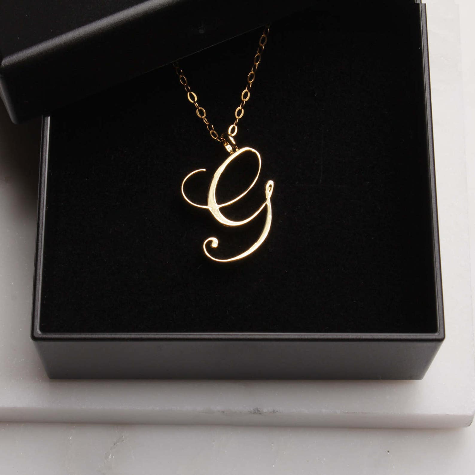 G Initial Necklace Cursive g Initial Gold Pendant Personalized Initial ...