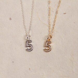 Numerology Pendants Number 5 Pendant Necklace in Gold or Silver on 14k ...