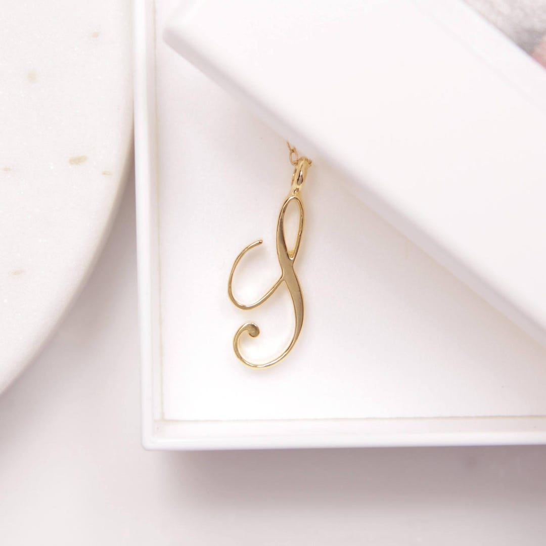 S Initial Necklace - Cursive "s" Initial - Gold Necklace for Women ...