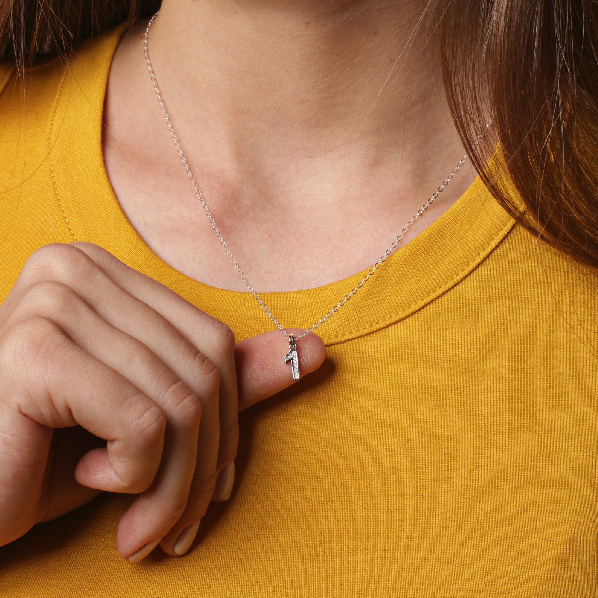 Number 1 pendant Gold or Silver necklace chain 1 pendant 1 | Etsy