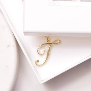 T Initial Necklace - Cursive "t" Initial - Gold Necklace for Women ...