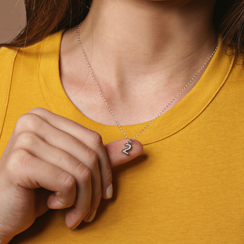 Number 2 Necklace in 14k Gold Filled Dainty Chain Gold Number 2 Pendant ...