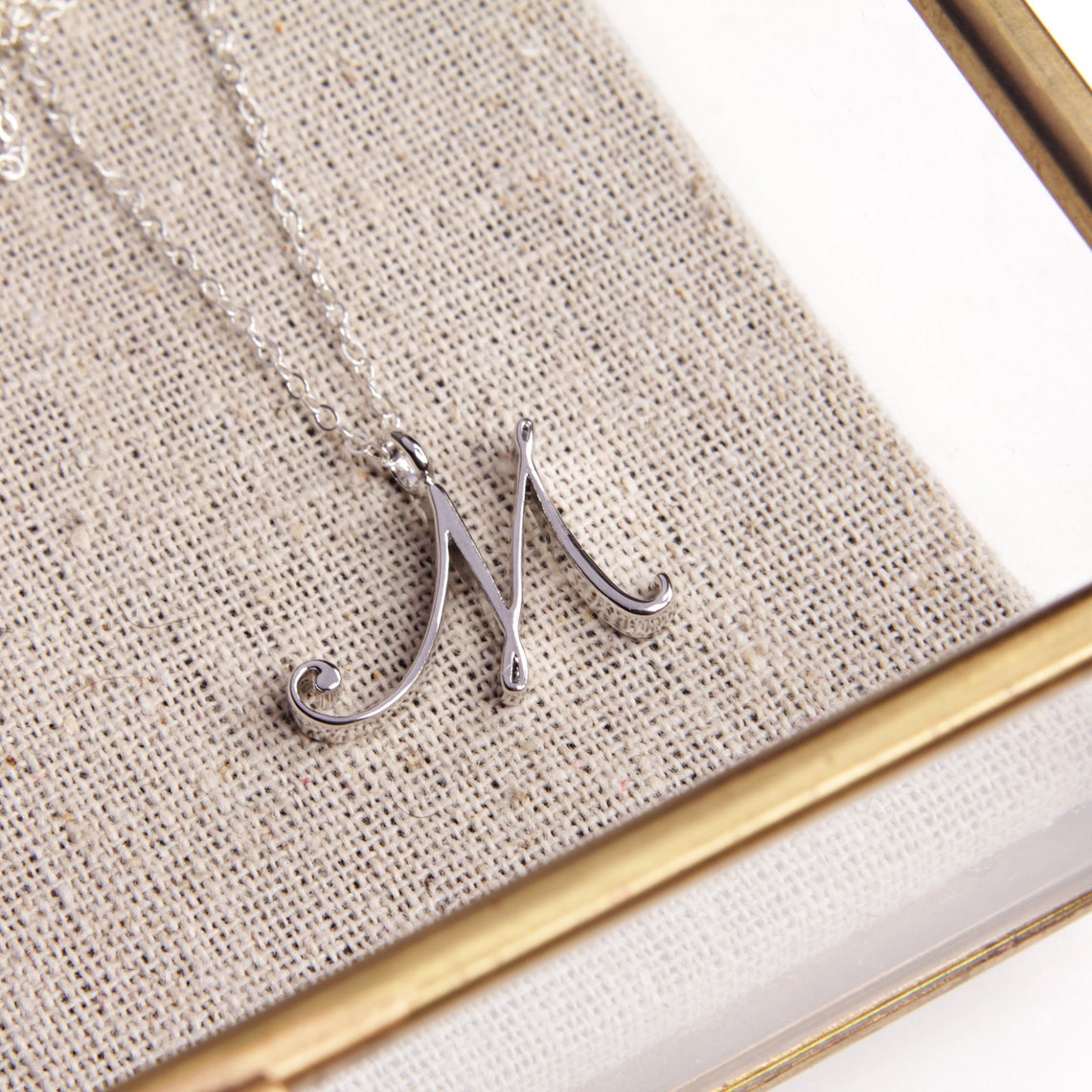 Silver M Pendant / Silver Letter M Necklace / Dainty Silver - Etsy