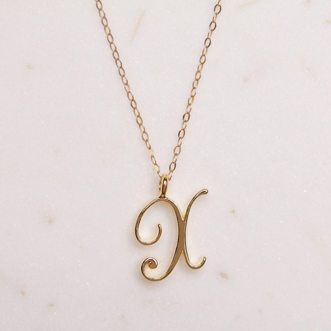 X Initial Necklace - Cursive "x" Initial - Initials Necklace for Women ...
