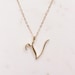 V Initial Necklace - Cursive "v" Initial - Initials Necklace for Women ...