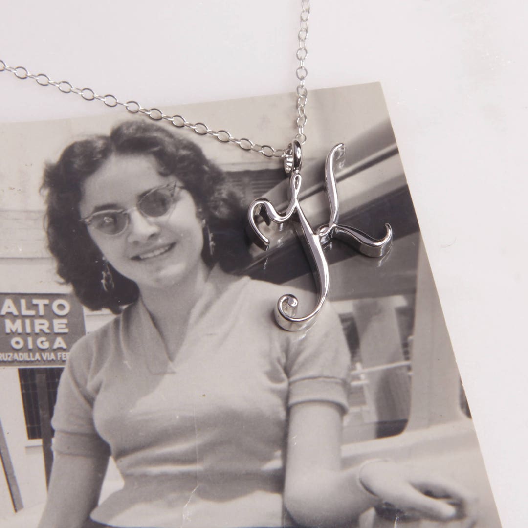 K Initial Necklace / Alphabet Jewelry / Letter "k" Silver Pendant ...