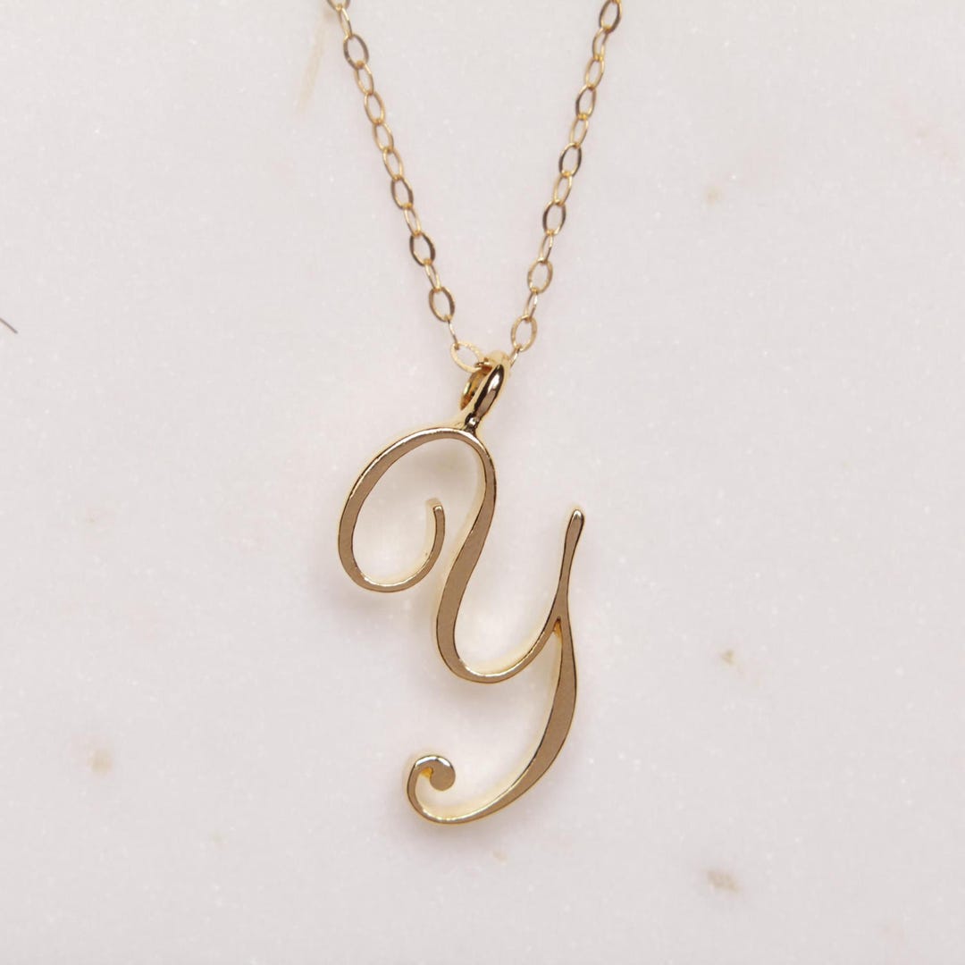Y Initial Necklace - Cursive "y" Initial - Gold Initials Necklace for ...