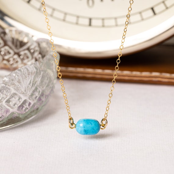 Blue Howlite Gold Necklace Stadium Shape Genuine Howlite - Etsy