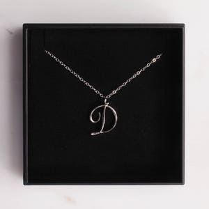D Initial Pendant Necklace / Dainty Silver Necklace / Custom Necklace ...