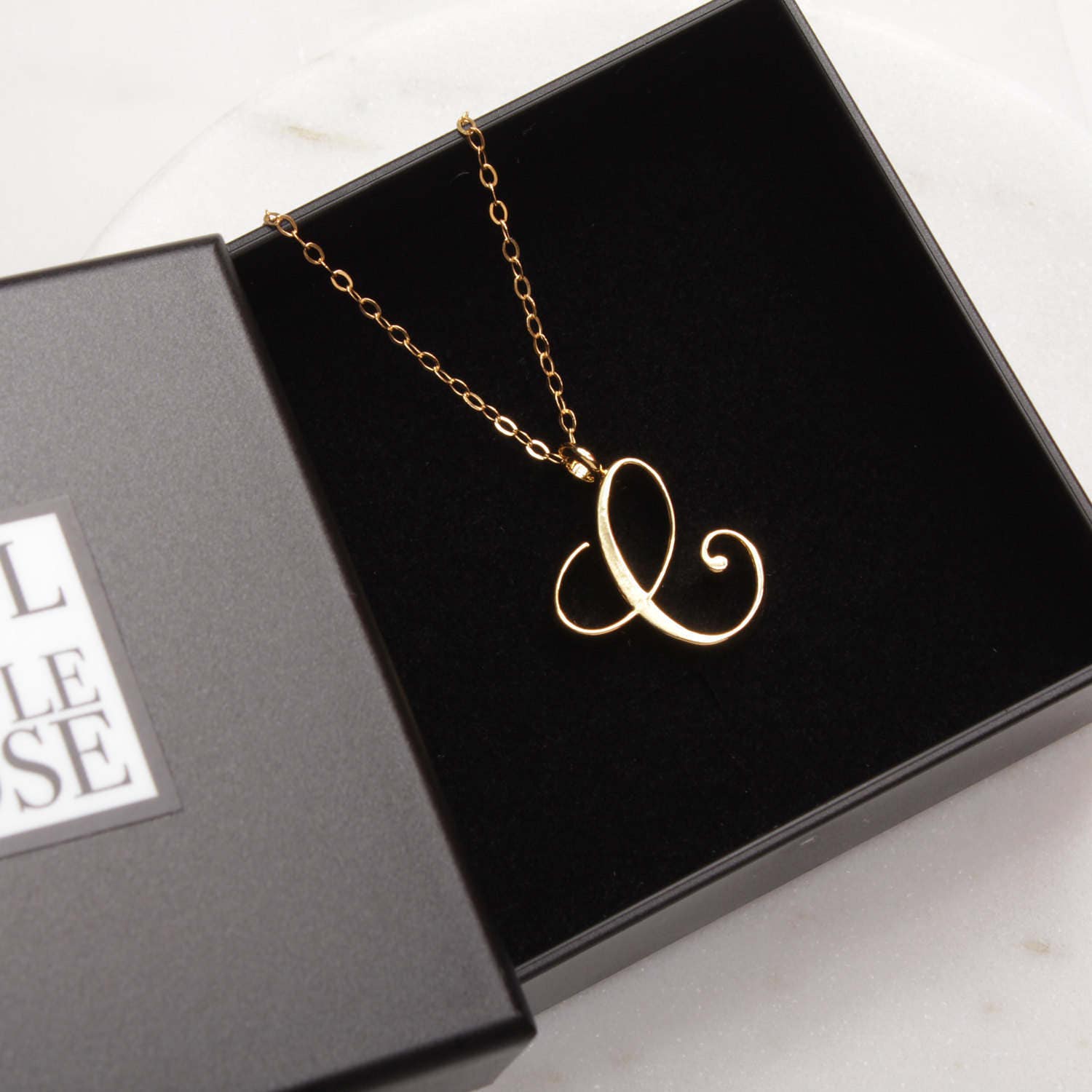 C Initial Necklace - Cursive "c" Initial Gold Pendant - Personalized ...
