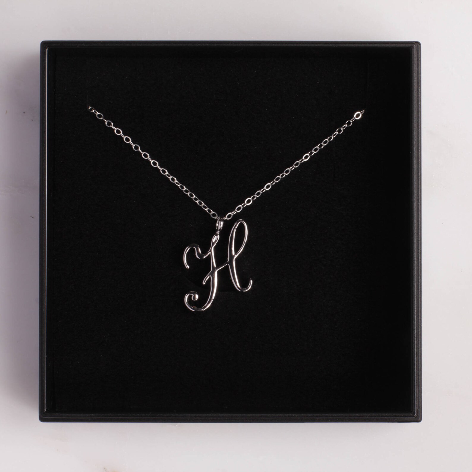 Letter "h" Initial Necklace - H Silver Necklace - Alphabet Necklace ...