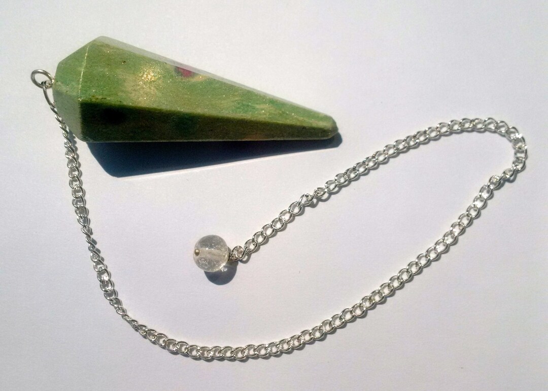 Pendulum, Dowsing, Smooth Polished, Hexagonal Facets, Ruby in Fuchsite, India, Healing Crystals ...