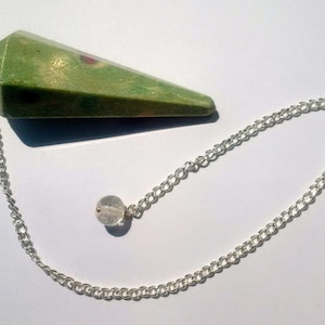 Pendulum, Dowsing, Smooth Polished, Hexagonal Facets, Ruby in Fuchsite, India, Healing Crystals ...