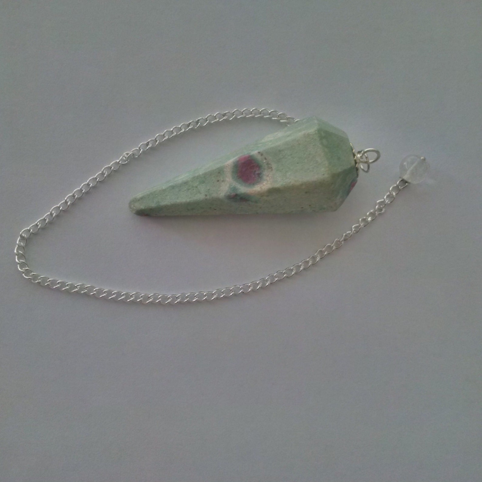 Pendulum, Dowsing, Smooth Polished, Hexagonal Facets, Ruby in Fuchsite, India, Healing Crystals ...
