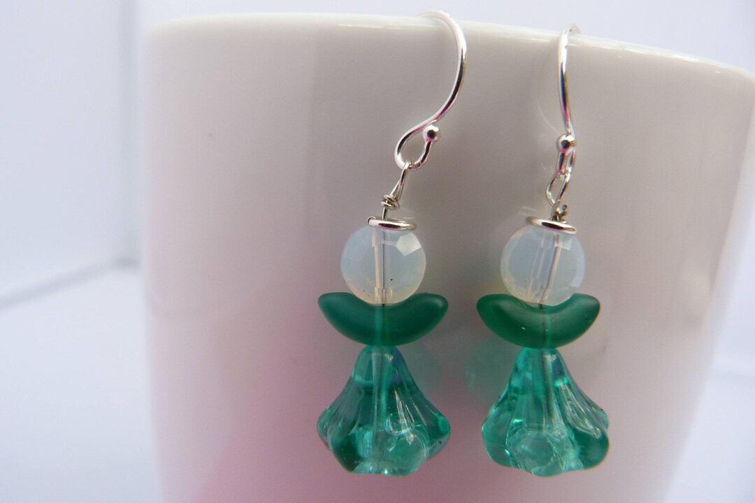 Tiny Teal Angels With Sterling Silver Halos, Fairycore - Etsy