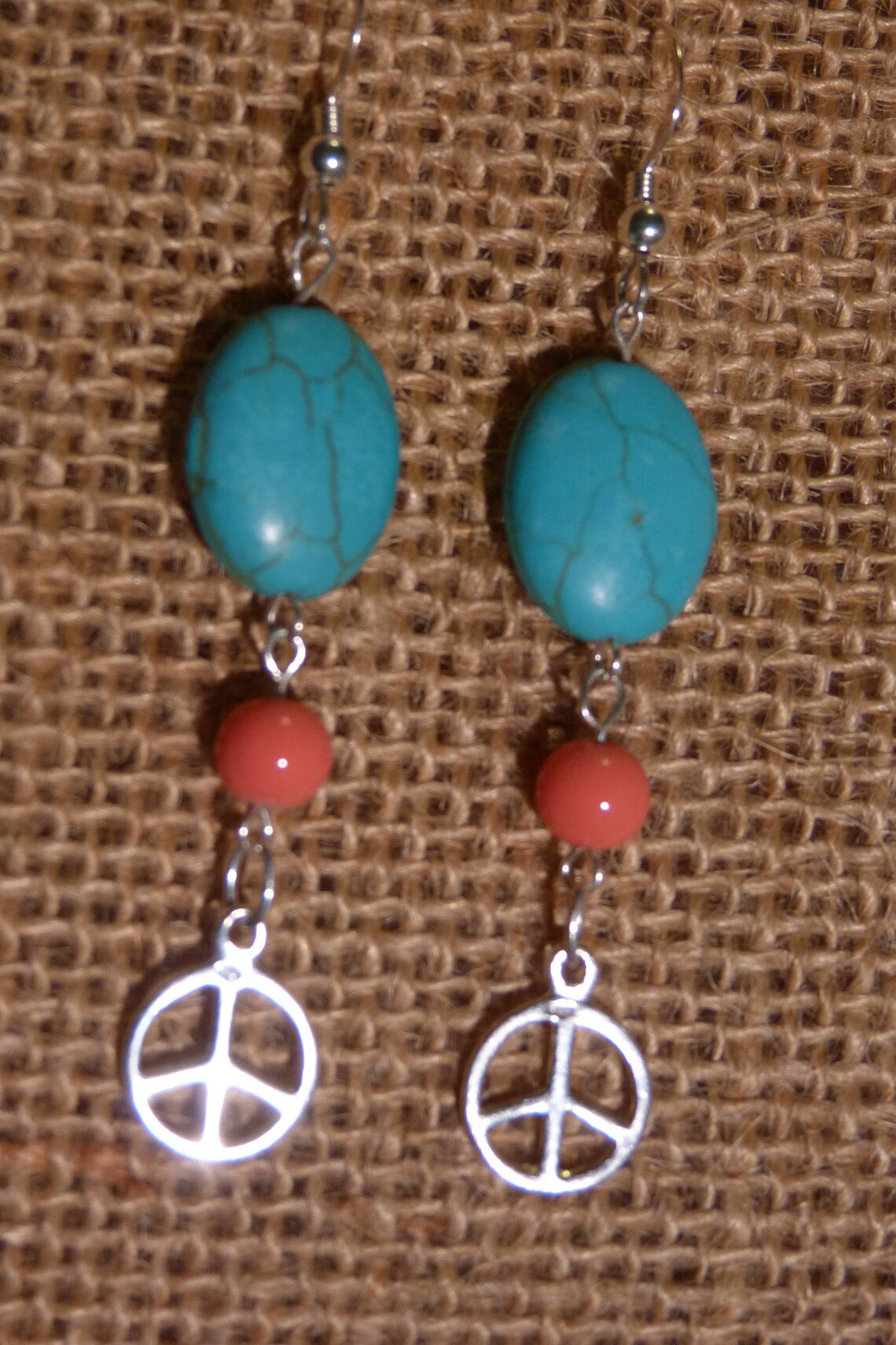 Peace sign earrings, hippie earring, groovy sterling silver, summer of ...