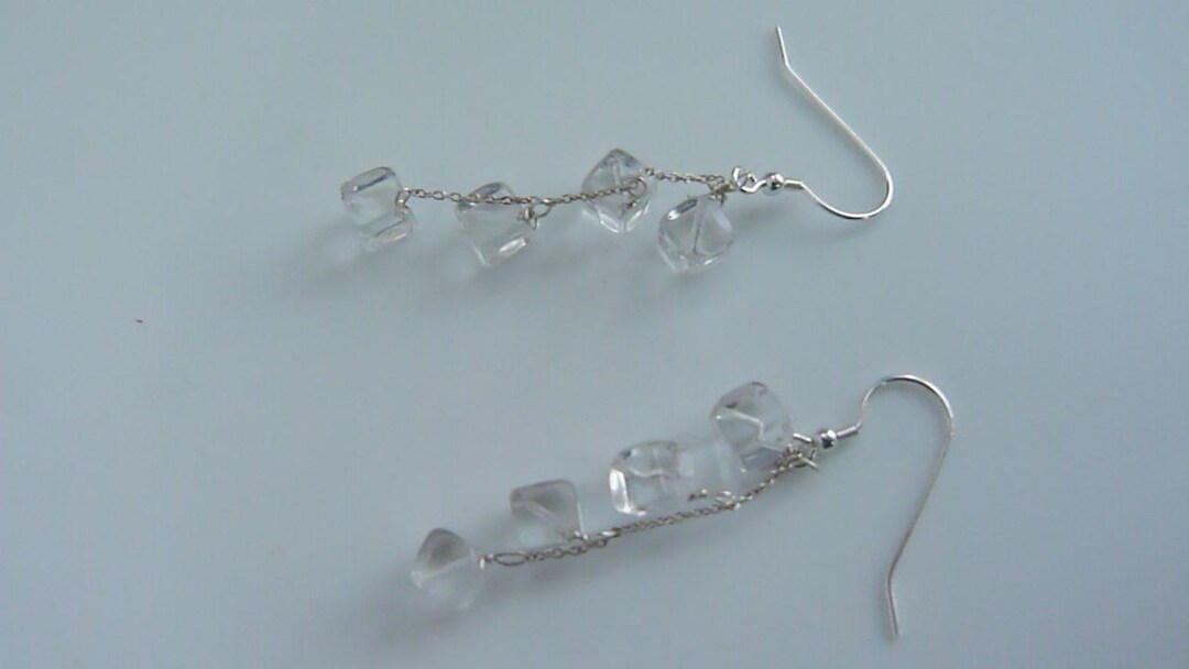 ICE CUBE EARRINGS Glass 'ice Cubes' Sterling Silver Earrings, A Cool ...