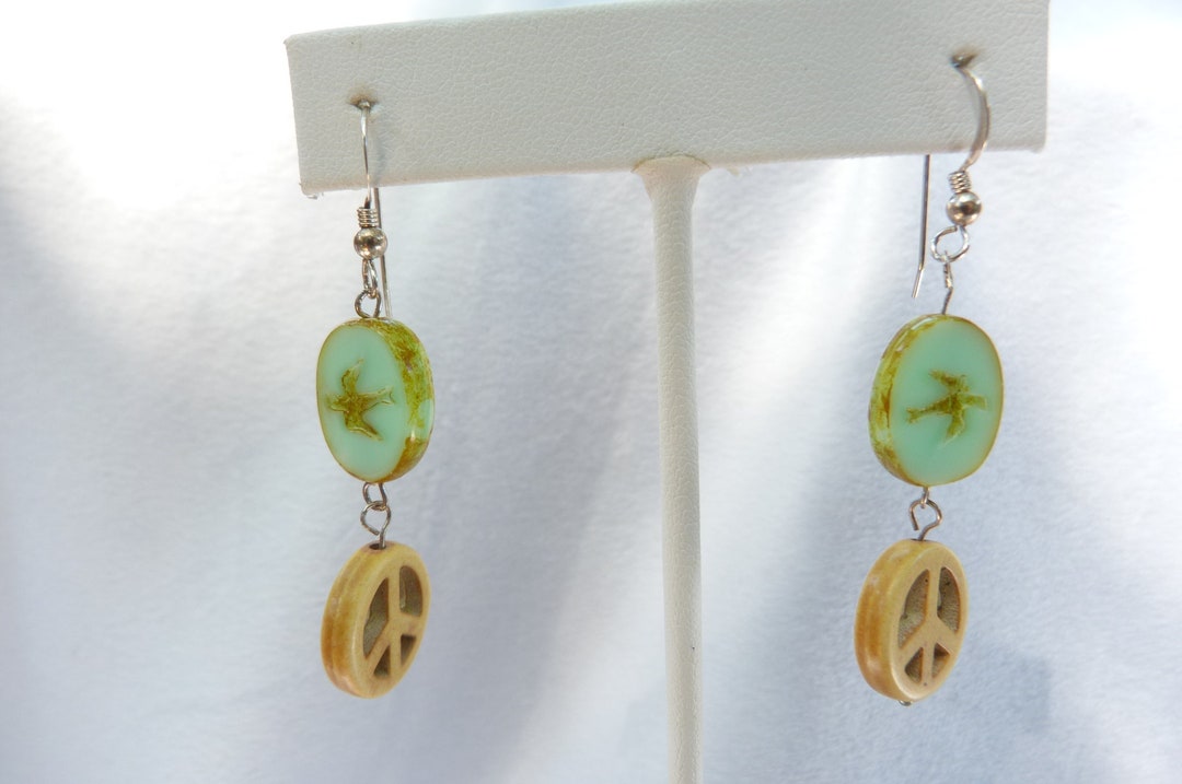 Peace and Love, Peace Signs and Dove Earring Sterling Silver - Etsy