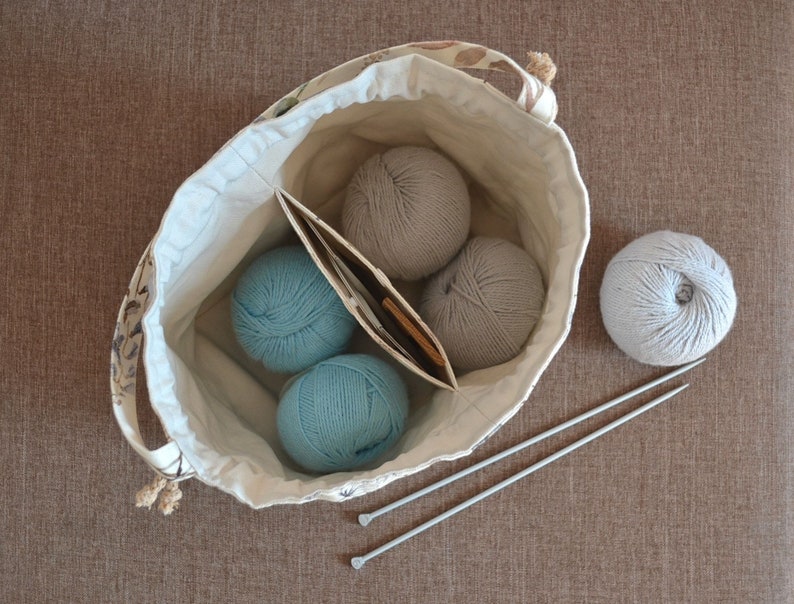 Two at a Time Bag Knitting Bag With Pocket Divider Watercolor | Etsy