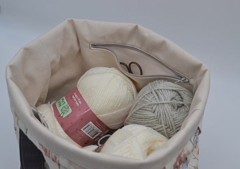 Large tote project bag for knitting or crochet Drawstring bag | Etsy